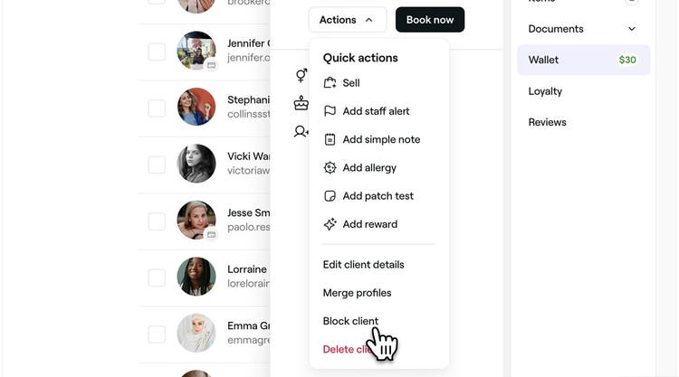 Block clients from booking with you in Fresha
